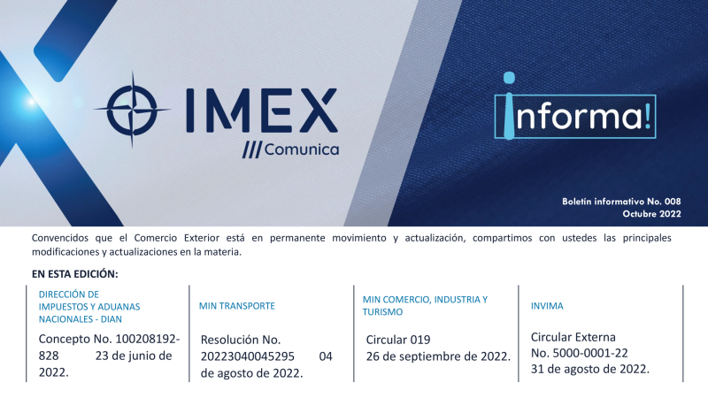 Imex Informa | Agencia de Aduanas IMEX S.A.S. Nivel 1